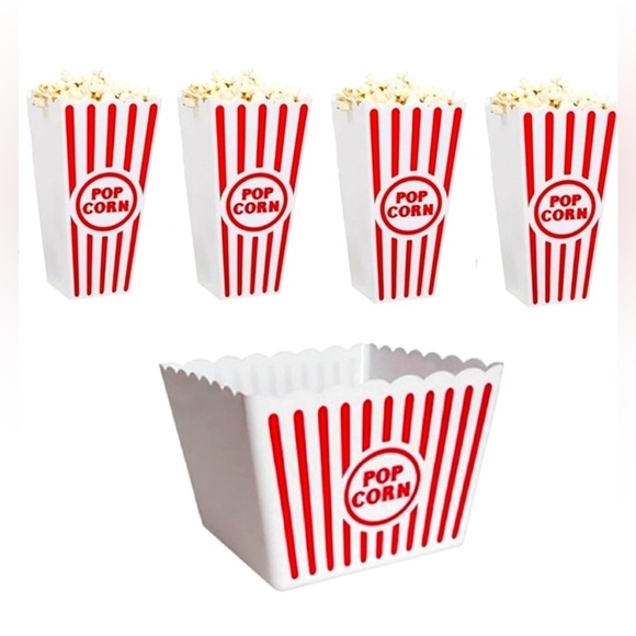 Other | New Red White Striped Reusable Plastic Popcorn Containersset Of ...